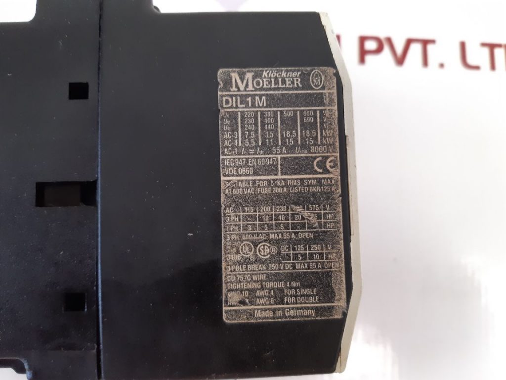 KLÖCKNER-MOELLER DIL1M 3 POLE CONTACTOR - Aeliya Marine