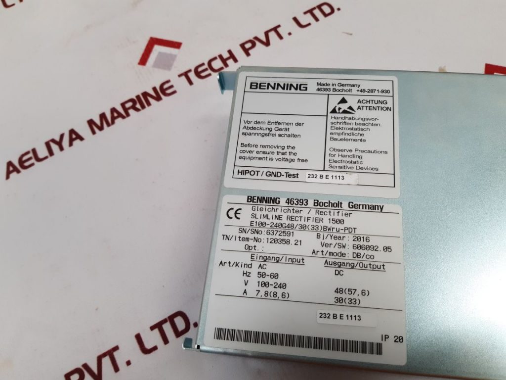 BENNING E100-240G48/30(33) BWRU-PDT SLIMLINE RECTIFIER 1500 - Aeliya Marine