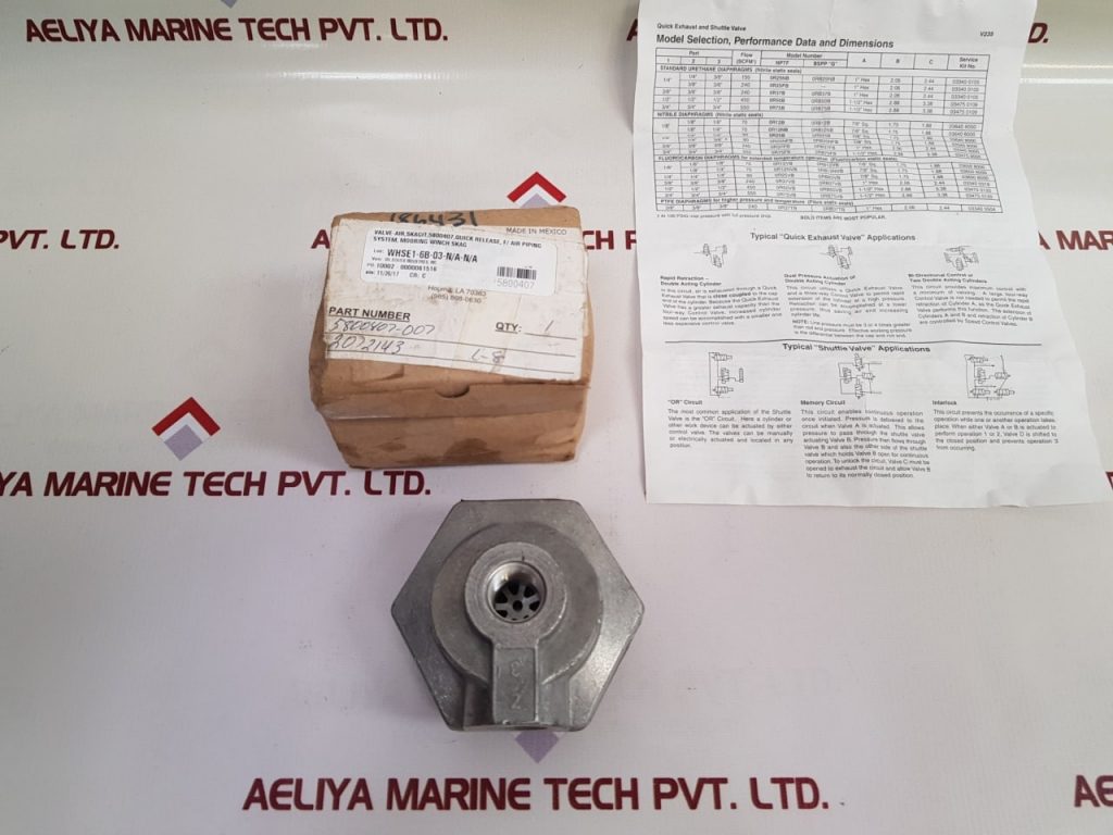 PARKER 0R50B QUICK EXHAUST AND SHUTTLE VALVE 5800407-007 - Aeliya Marine
