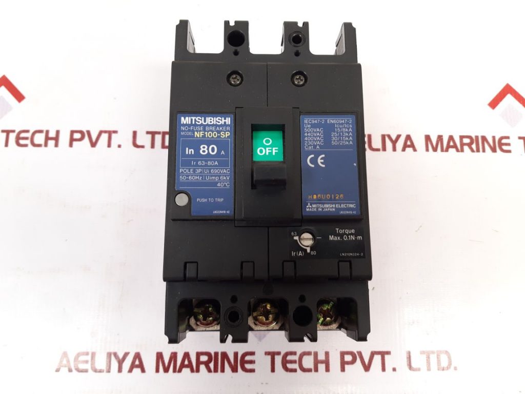 MITSUBISHI NF100-SP NO-FUSE 3 POLE CIRCUIT BREAKER H96U0126 - Aeliya Marine