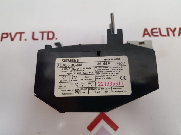 SIEMENS 3UA55 00-8M OVERLOAD RELAY - Aeliya Marine
