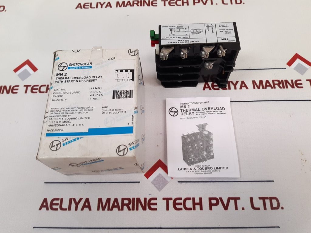 LARSEN &TOUBRO MN2 THERMAL OVERLOAD RELAY SS 94141 - Aeliya Marine
