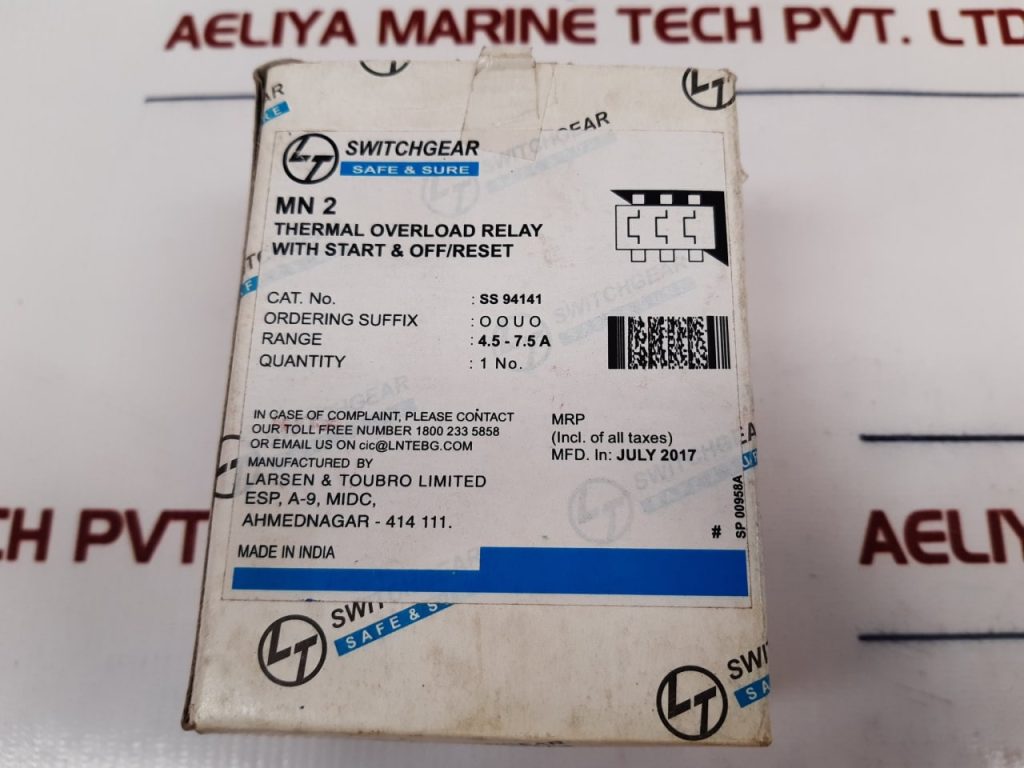 LARSEN &TOUBRO MN2 THERMAL OVERLOAD RELAY SS 94141 - Aeliya Marine