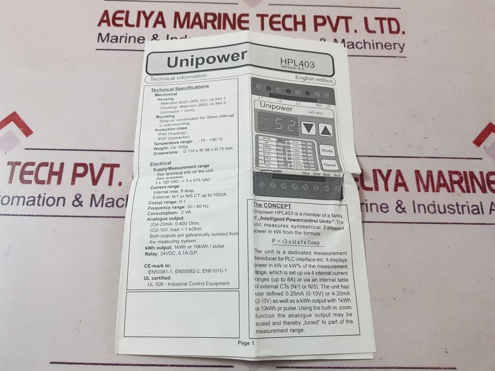 HYDRIA UNIPOWER HPL403 UNIPOWER DEVICE 89009258 - Aeliya Marine