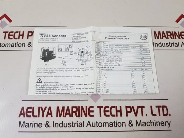 TIVAL FF 4-250 PAH PRESSURE SWITCH 30…250 BAR - Aeliya Marine