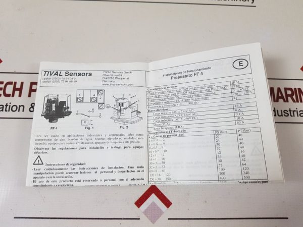 TIVAL FF 4-250 PAH PRESSURE SWITCH 30…250 BAR - Aeliya Marine