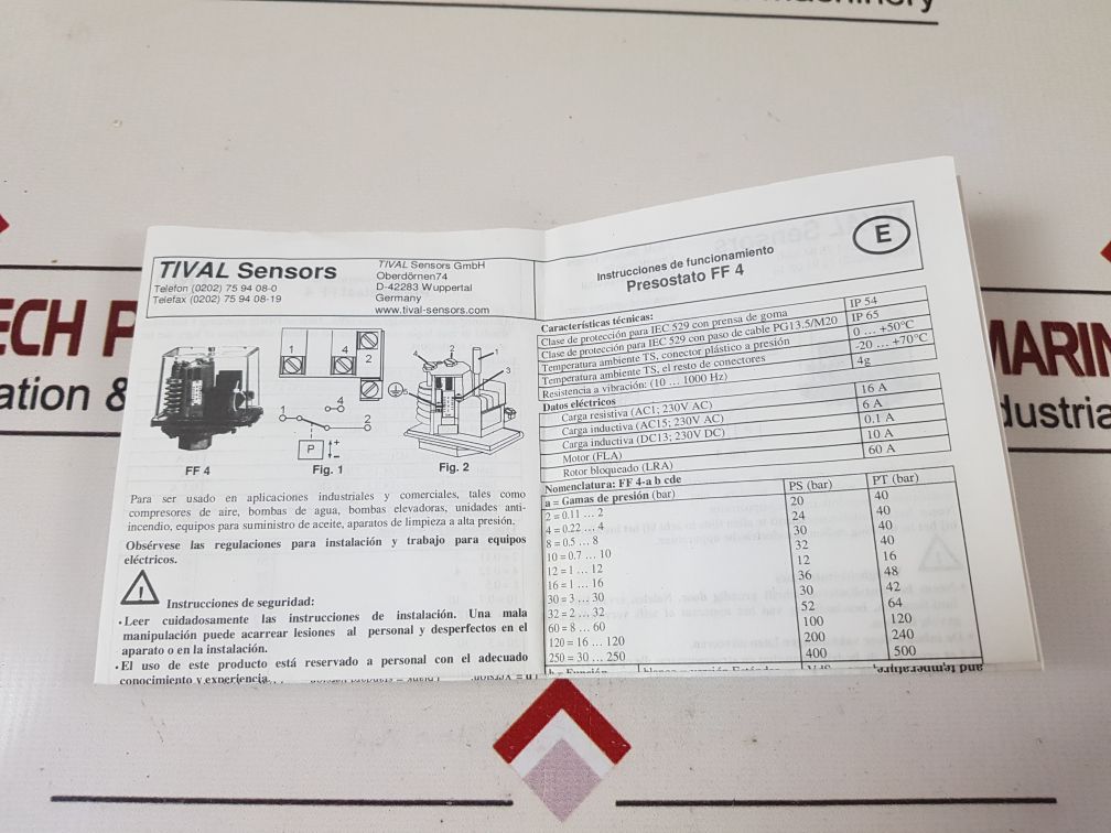 TIVAL FF 4-250 PAH PRESSURE SWITCH 30…250 BAR - Aeliya Marine