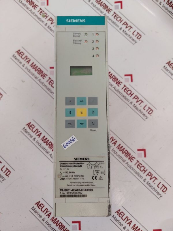 SIEMENS 7SJ6001-4EA00-0DA0/BB OVERCURRENT PROTECTION RELAY MODULE ...