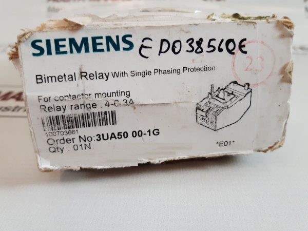 SIEMENS 3UA50 00-1G THERMAL OVERLOAD RELAY - Aeliya Marine