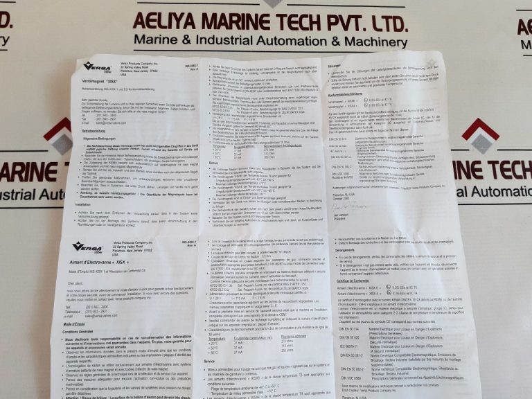 VERSA ENY-3198-22-HC-XISX6-D024 SOLENOID VALVE 24 VDC - Aeliya Marine