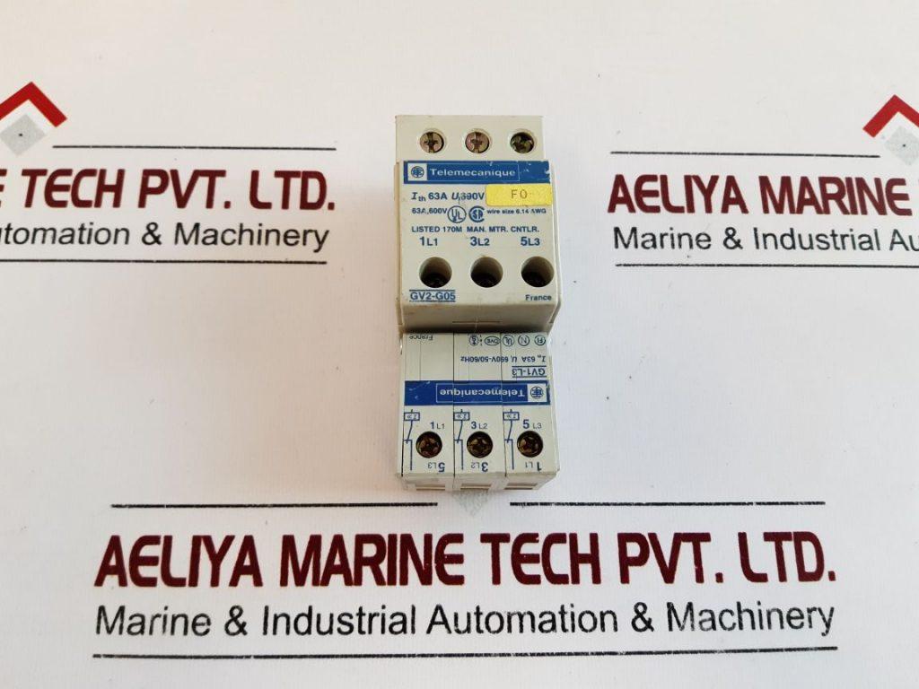 TELEMECANIQUE GV2-G05 TERMINAL BLOCK WITH CIRCUIT BREAKER GV1-L3 ...