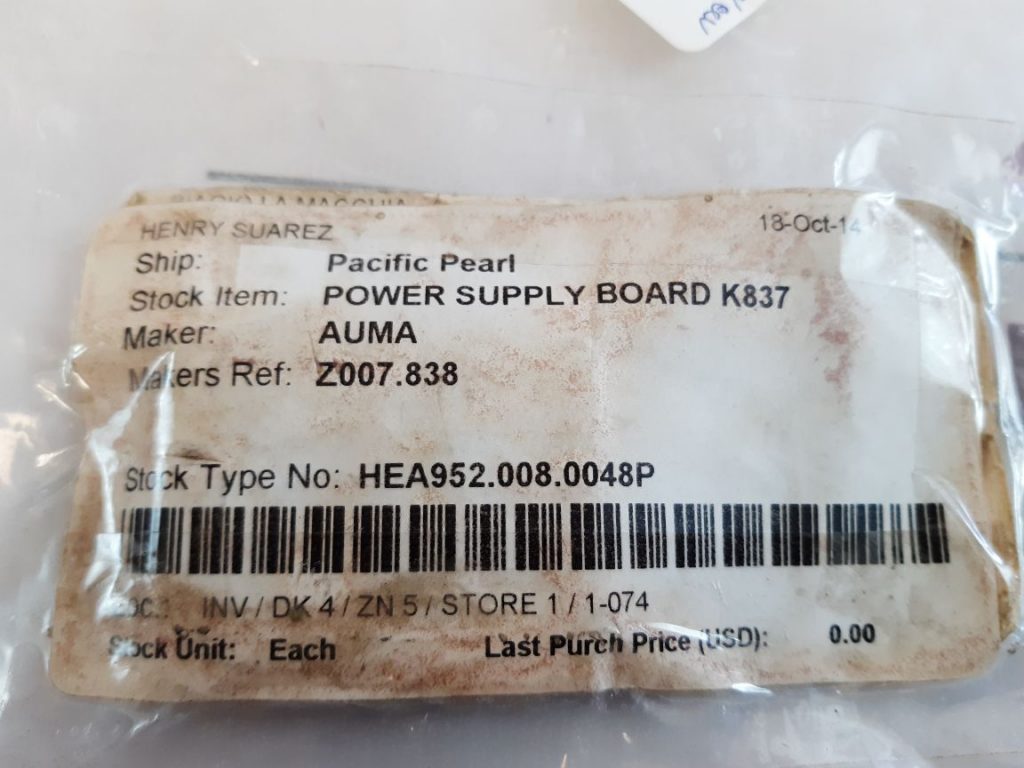 Auma Z 006.864 Power Supply - Aeliya Marine