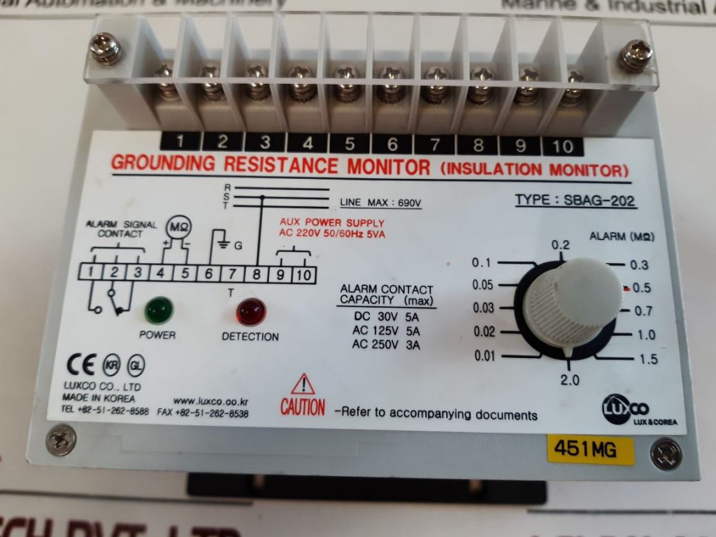 Luxco Sbag-202 Grounding Resistance Monitor 690v - Aeliya Marine