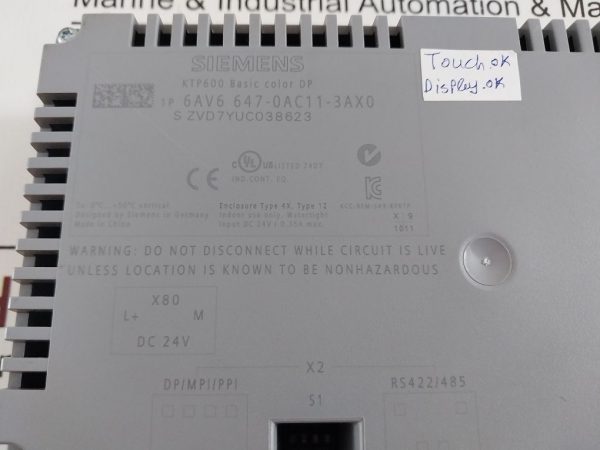 Siemens Ktp600 Basic Color Touch Panel 6av6 647-0ac11-3ax0 - Aeliya Marine