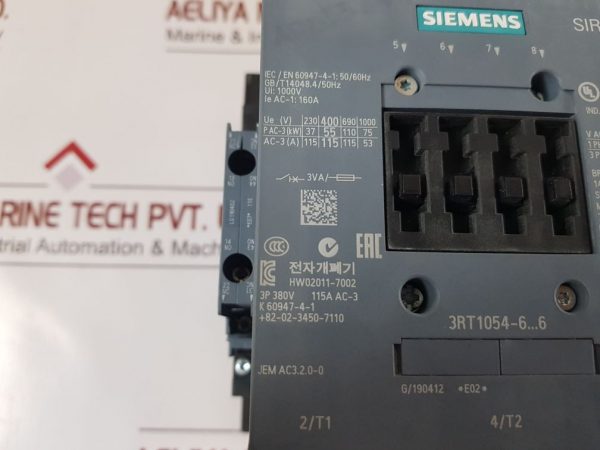 Siemens Sirius 3rt1054-6…6 Contactor - Aeliya Marine