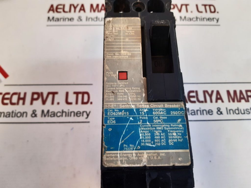 Siemens Ed62m015 2 Pole Circuit Breaker 600v - Aeliya Marine Tech