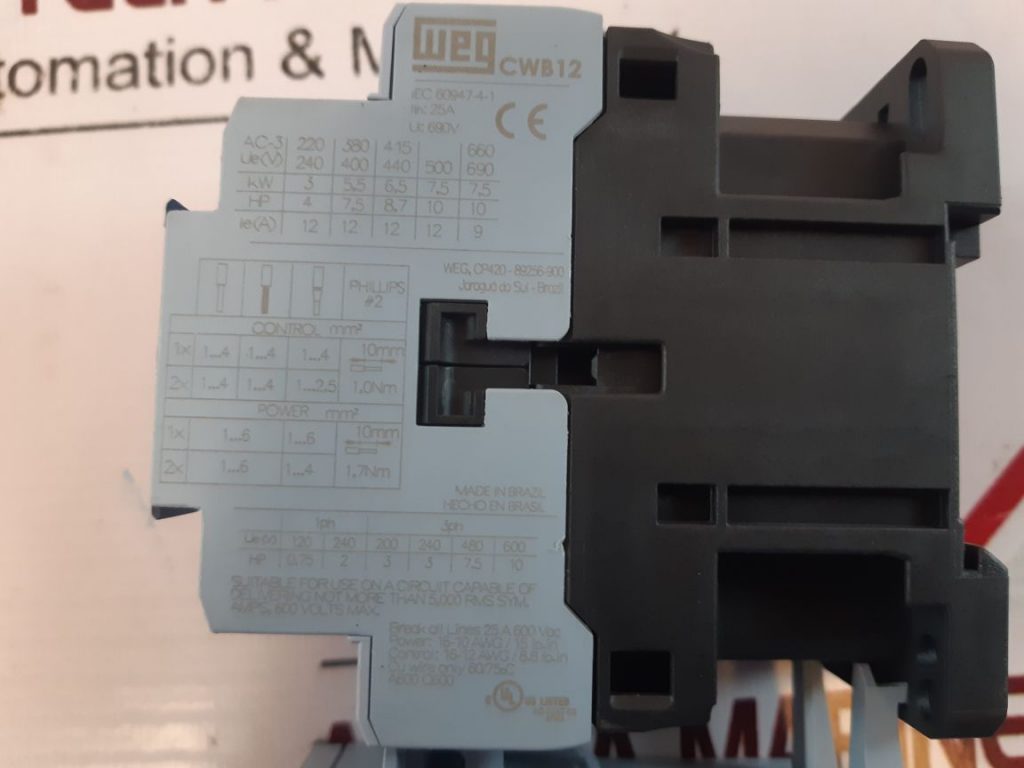Weg Rw27-2d Thermal Overload Relay With Cwb12 Contactor 25a - Aeliya Marine