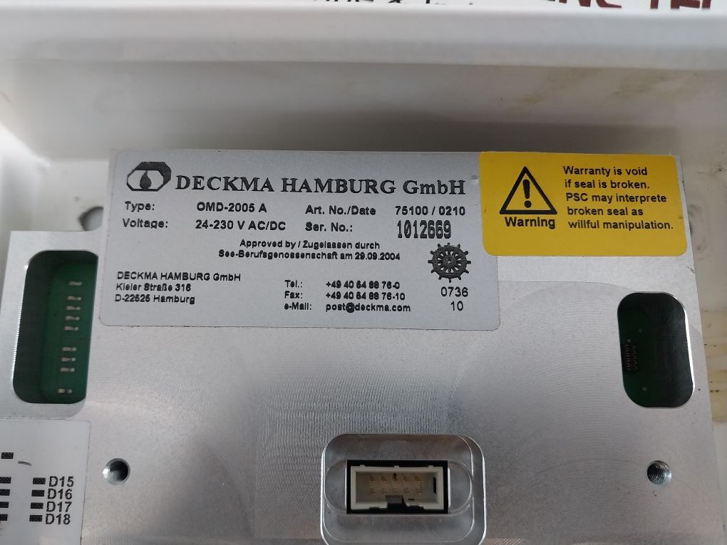 Deckma Hamburg Omd-2005 Oil Content Meter - Aeliya Marine