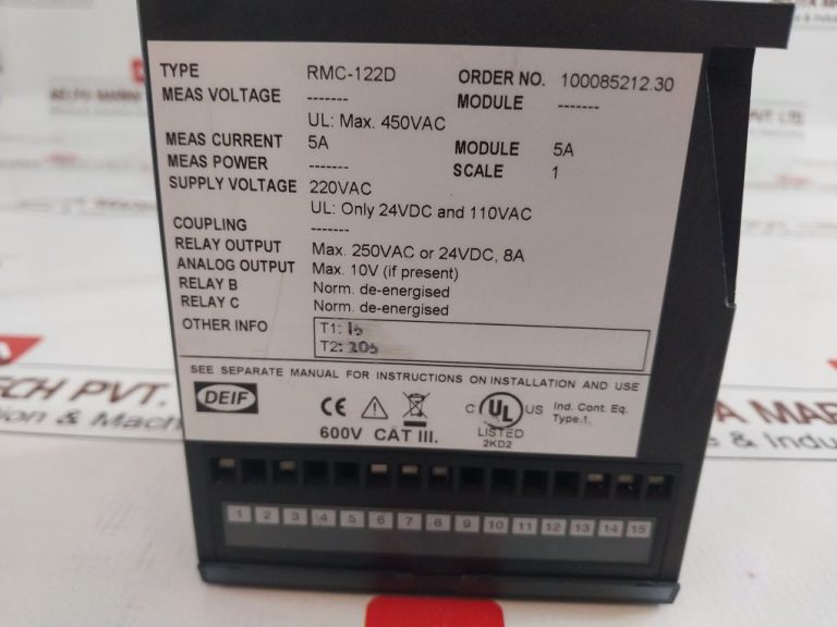 Deif Rmc-122d Short Circuit & Over Current Relay - Aeliya Marine