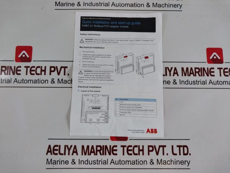Abb Fmbt-21 Modbus/tcp Adapter Module - Aeliya Marine