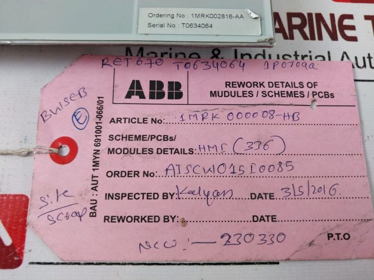 Abb Ret670 Protection Transformer - Aeliya Marine