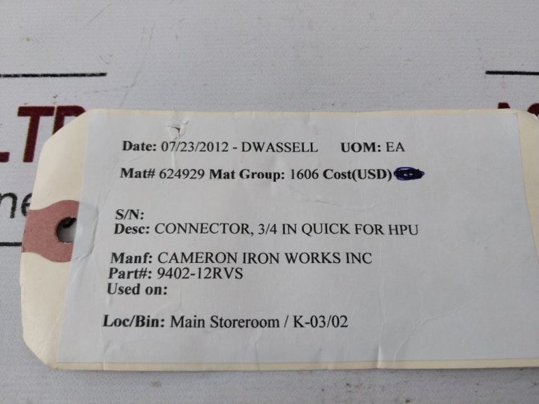 Cameron 9402-12rvs 3/4 In Quick For Hpu Connector - Aeliya Marine