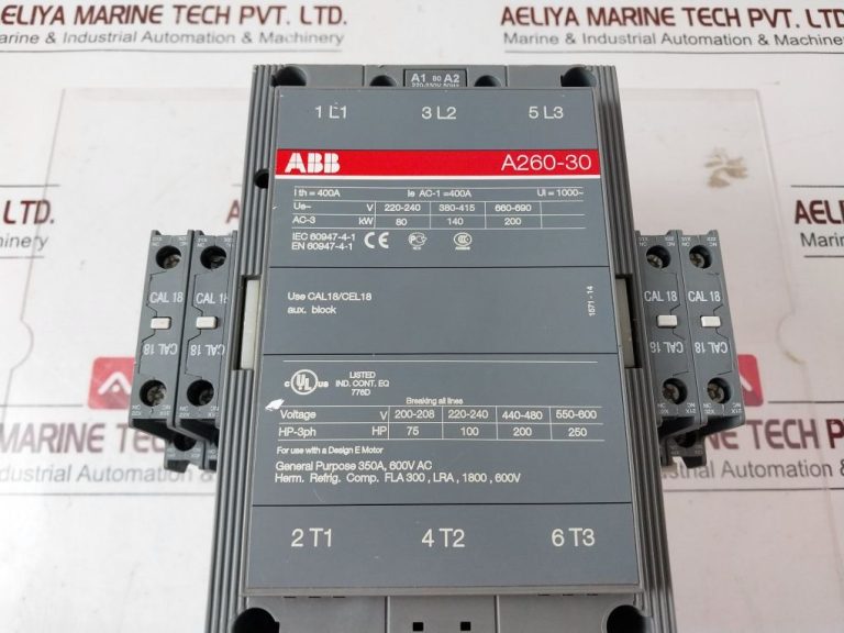 Abb A260-30 Contactor With Auxiliary Contact Block Cal18-11 - Aeliya Marine