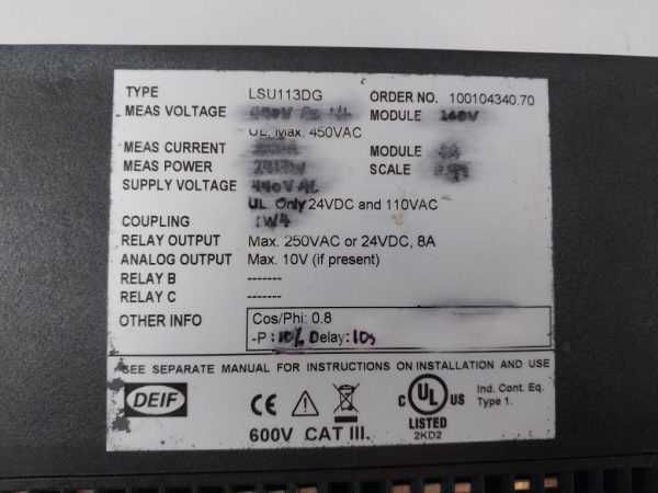 Deif Lsu-113dg Generator Load Sharing Unit - Aeliya Marine