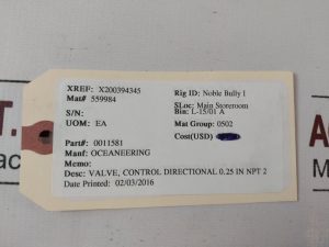 Versa Oceaneering Bsp-3308-316 3-way Pneumatic Valve - Aeliya Marine