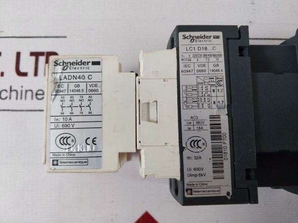 Schneider Electric Telemecanique Lc1 D18…c Contactor With Auxiliary ...