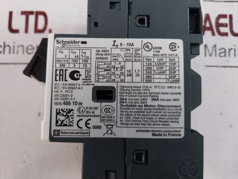 Schneider Telemecanique Gv2me14 Motor Circuit Breaker - Aeliya Marine