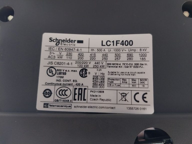 Schneider Telemecanique Lc1f400 Contactor - Aeliya Marine