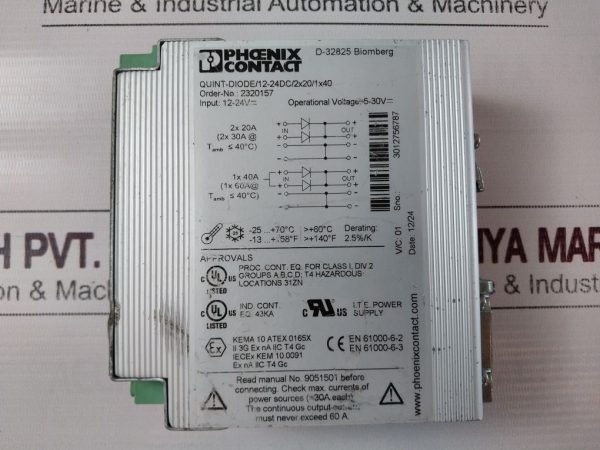 Phoenix Contact Quint-diode/12-24dc/2x20/1x40 Power Supply - Aeliya Marine