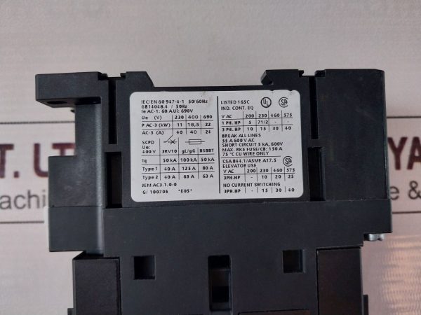 Siemens Sirius 3rt1035-1a..0 Contactor - Aeliya Marine