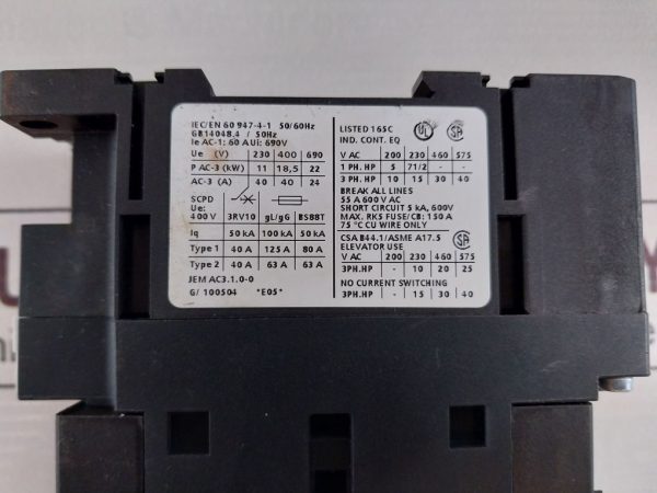 Siemens Sirius 3rt1035-1a..0 Contactor - Aeliya Marine