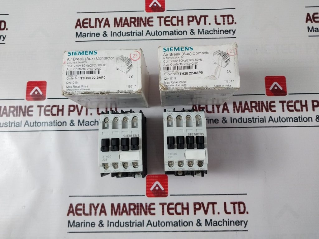 Siemens 3th30 22-0a Air Break (Aux) Contactor Relay - Aeliya Marine