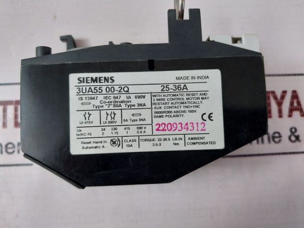 Siemens 3ua55 00-2q Thermal Overload Relay 690v - Aeliya Marine