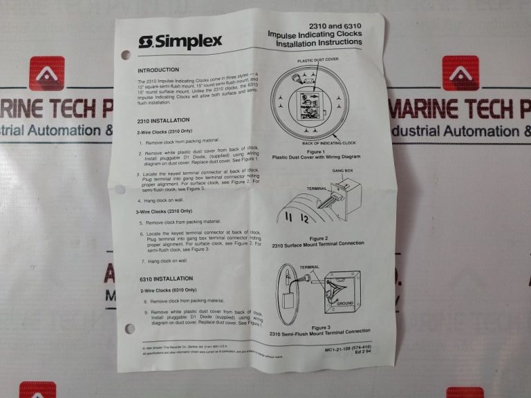 Simplex 6310 8013 Impulse Indicating Clocks 24 V - Aeliya Marine