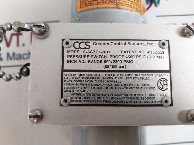 Ccs 646gze7-7011 Pressure Switch 4500 Psig - Aeliya Marine