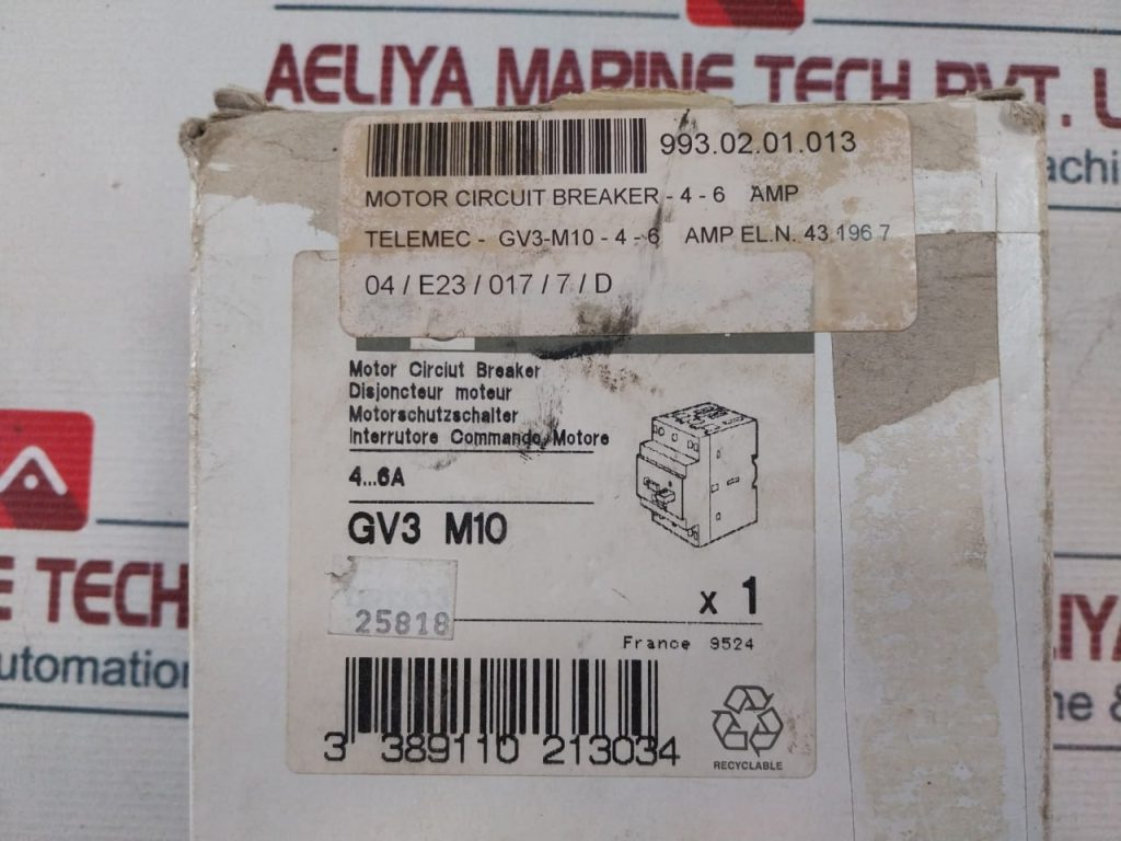Telemecanique Gv3-m10 Motor Protection Circuit Breaker 690v - Aeliya Marine