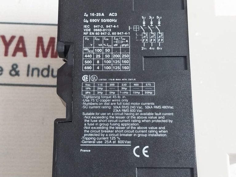 Telemecanique Gv3-m25 Motor Circuit Breaker - Aeliya Marine