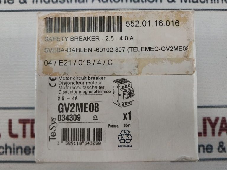 Telemecanique Schneider Gv2me08/2.5-4a Motor Protection Circuit Breaker ...