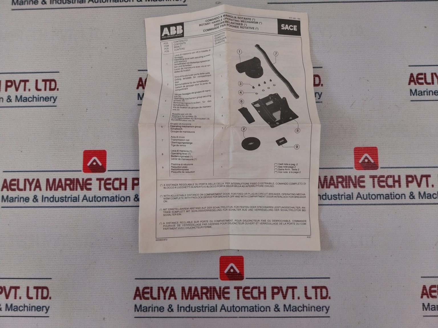 Abb Ln 100 125 Rotary Handle Operating Mechanism - Aeliya Marine