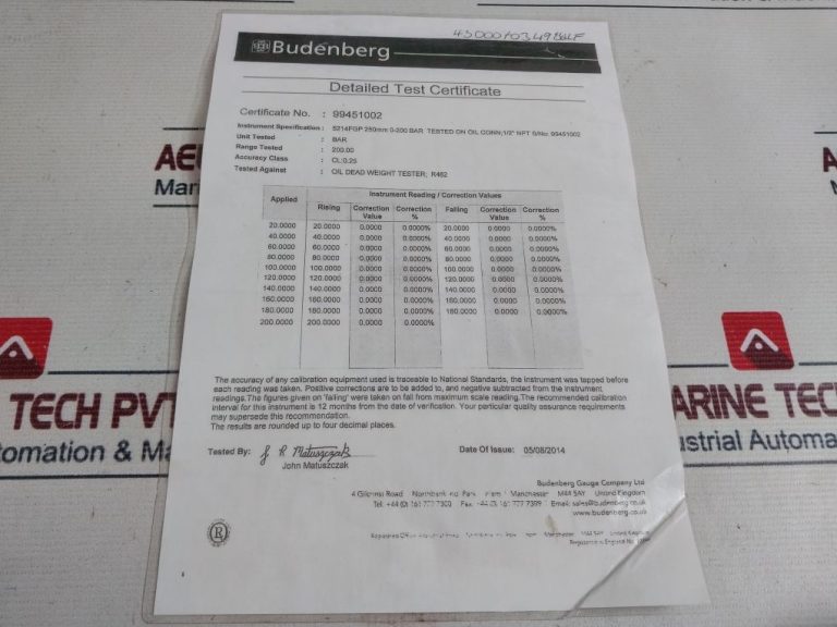 Budenberg 5214fgp Standard Test Gauge - Aeliya Marine