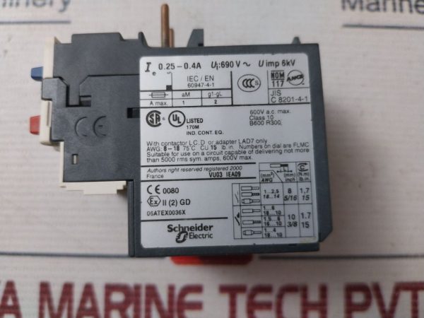 Schneider Electric Telemecanique Lrd03 Thermal Overload Relay - Aeliya ...