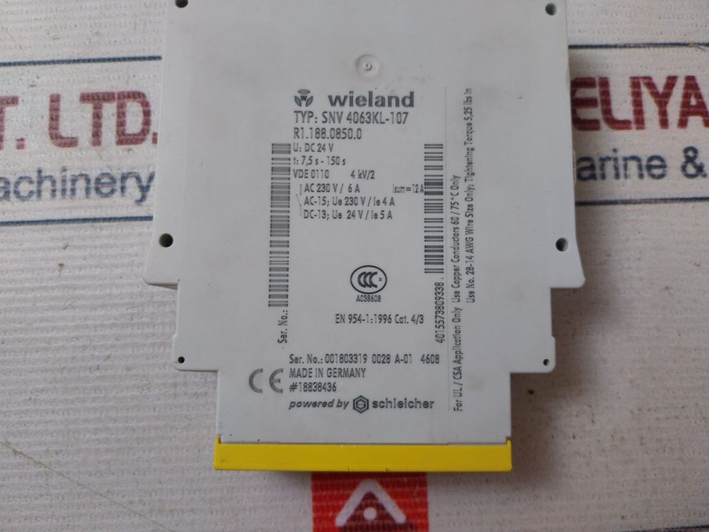 Wieland Schleicher Snv 4063kl-107 Safety Relay 24v - Aeliya Marine