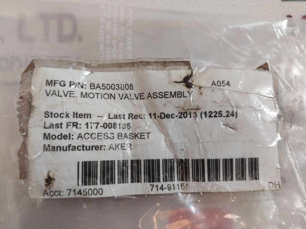 Aker Ba5003808 Motion Valve Assembly - Aeliya Marine