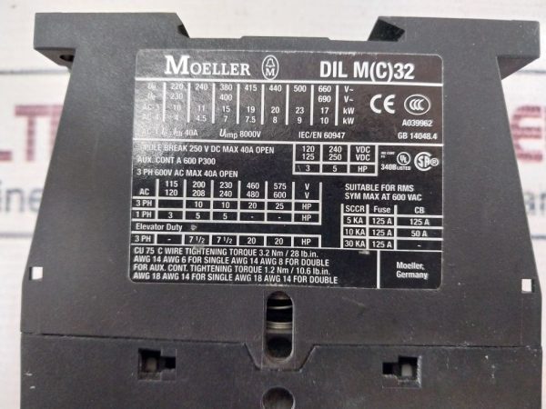 Moeller Dil M 32-10 3 Pole Contactor - Aeliya Marine