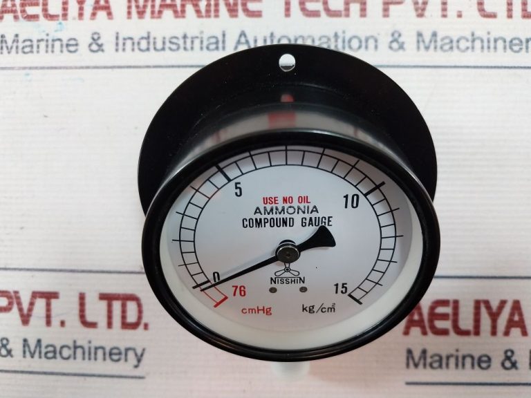 Nisshin -76 Cmhg , 0-15 Kg/cm2 Compound Gauge - Aeliya Marine
