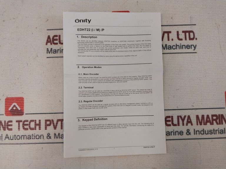 Onity Edht22i Manual Insertion Encoder - Aeliya Marine